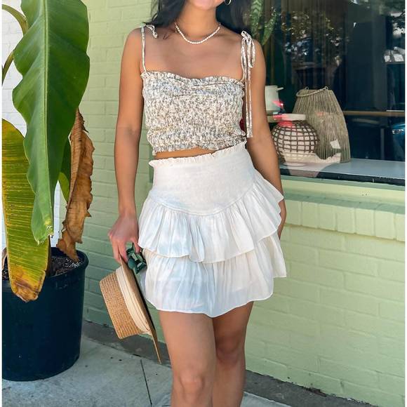 Mustard Seed | Shorts | New Mustard Seed Kira Smocked Skort In White ...